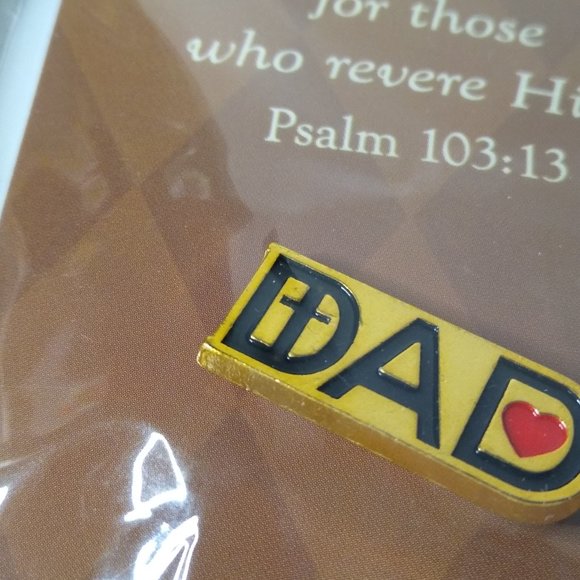 Jewelry | Set Of 3 God Bless Dad Pins With Cross And Heart | Poshmark